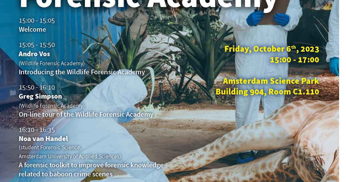 Register for FFS 1: Wildlife Forensic Academy! - Co van Ledden Hulsebosch Center